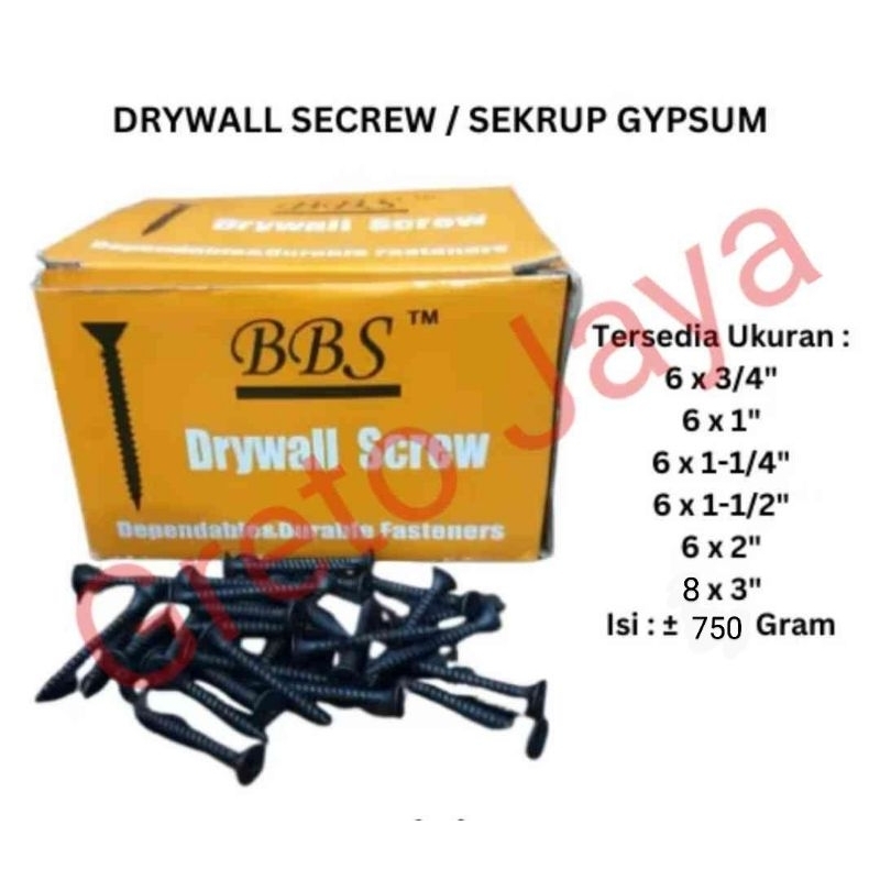 Jual ( 1 DUS ) Skrup Gipsum 6x3/4 6x1 6x1 1/4 6x1 1/2 6x2 8x3 sekrup ...