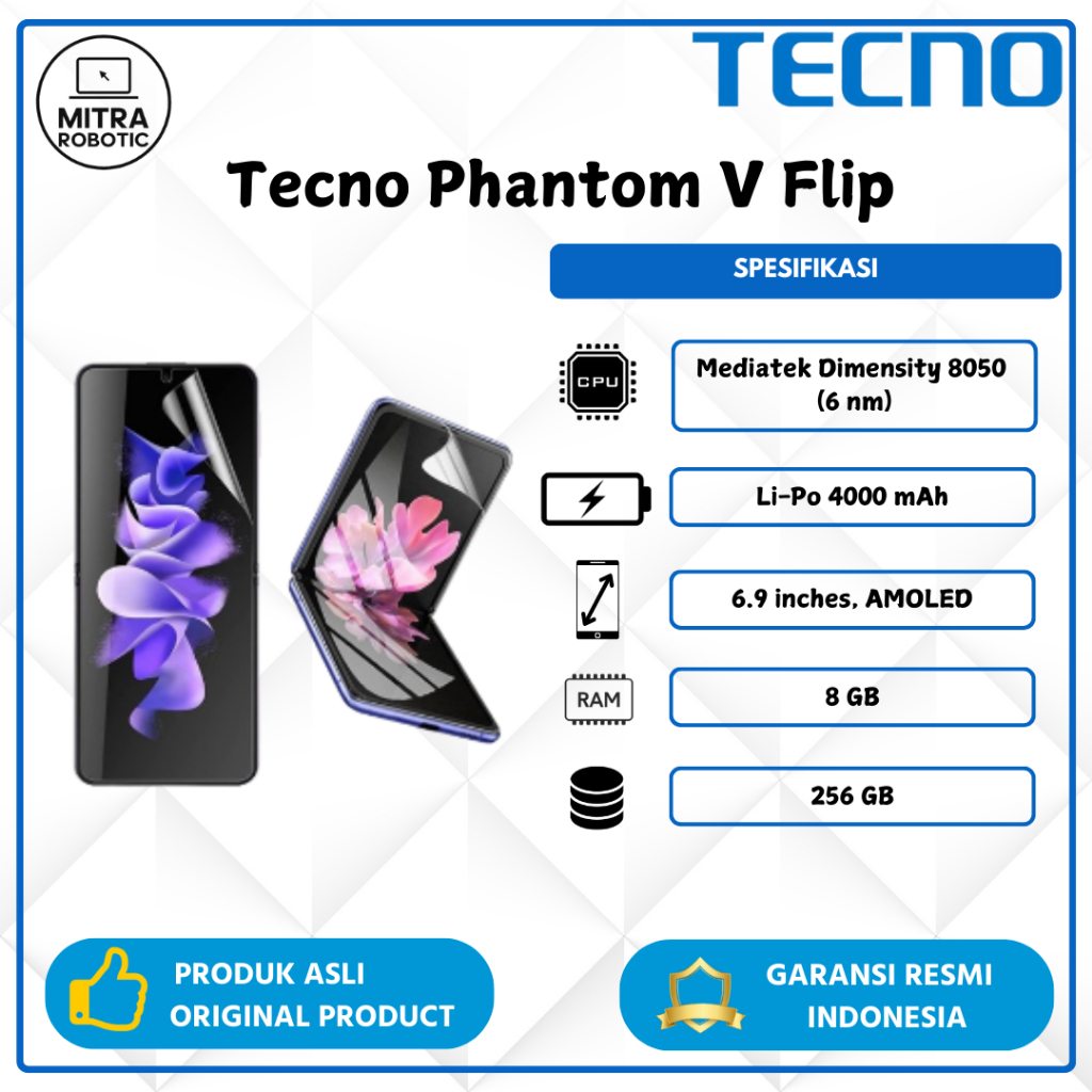 Jual TECNO PHANTOM V FLIP 5G NFC Ram 8GB 256GB Garansi Resmi Indonesia ...