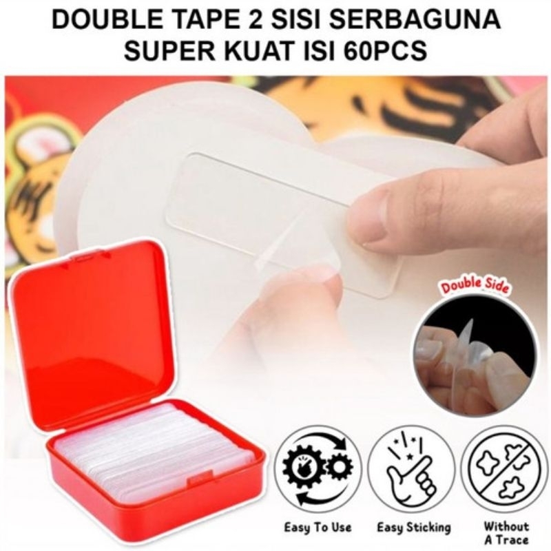 Jual Sticker Double Tape Gel Dua Sisi 1 Box Isi 60Pcs Sticker Perekat ...