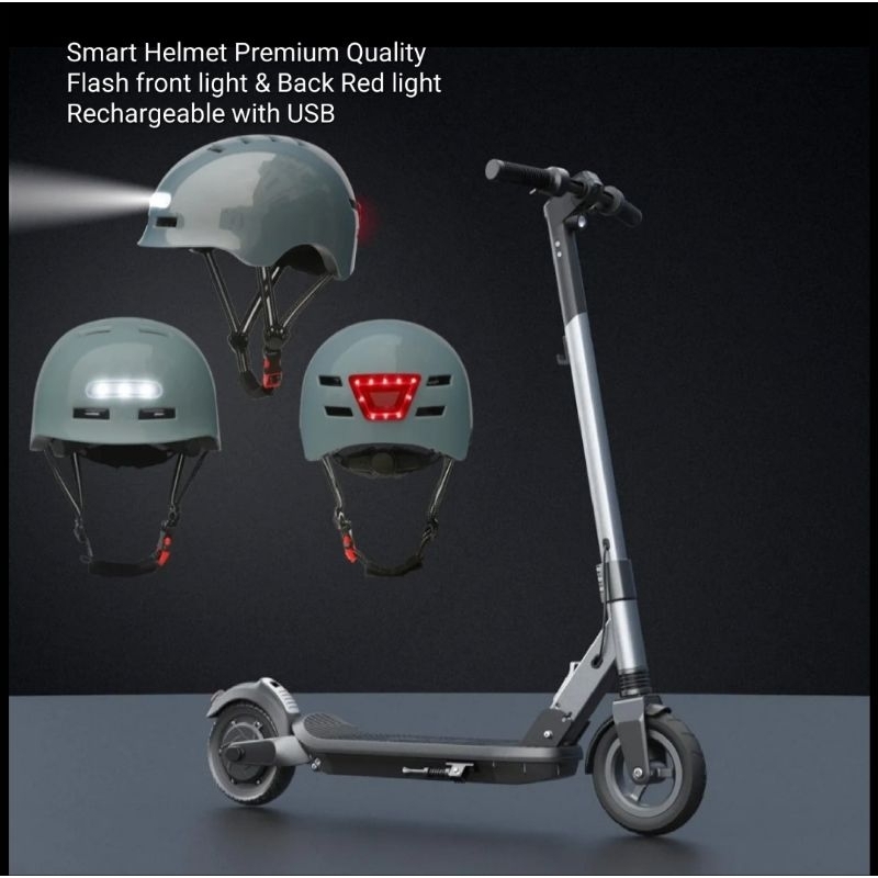 Jual Smart Helmet Rechargeable Flash Front Light Back Light Premium