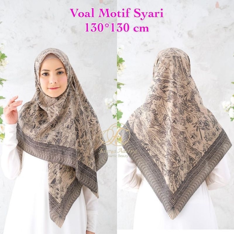 Jual Hijab Syari Motif Premium 130x130 | Kerudung Jumbo Segi empat ...