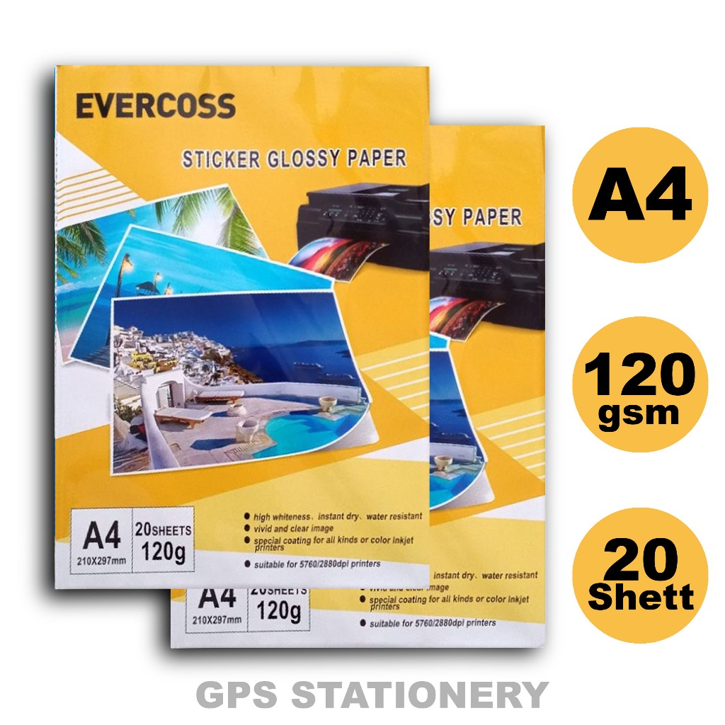 Jual Sticker Glossi Paper / Stiker Glossi Paper Evercoss A4 120 Gsm 1 ...