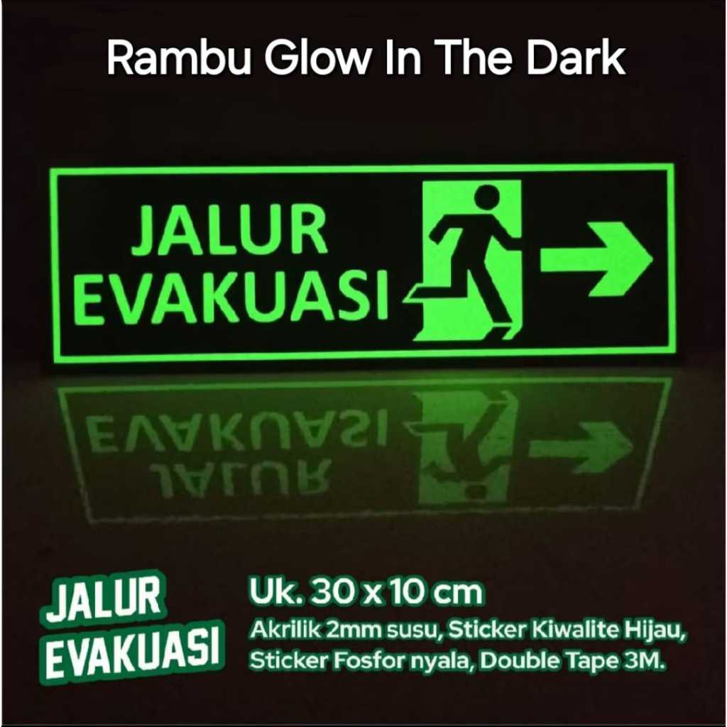 Jual Sign Akrilik Rambu Jalur Evakuasi Glow In The Dark Klasik - Bercahaya Dalam Gelap | Shopee ...