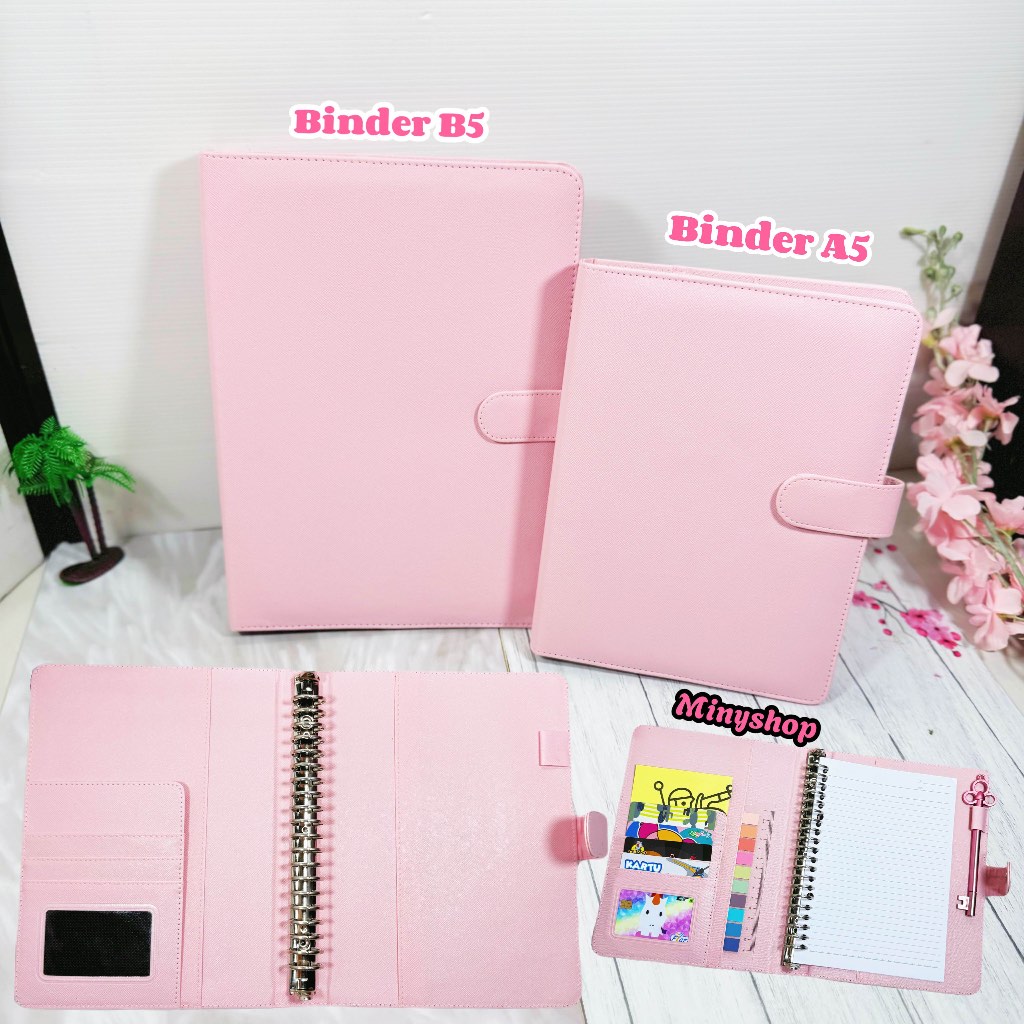 Jual Binder Polos A5 20 Ring A5 6 Ring B5 26 Ring Pink Soft Agenda ...