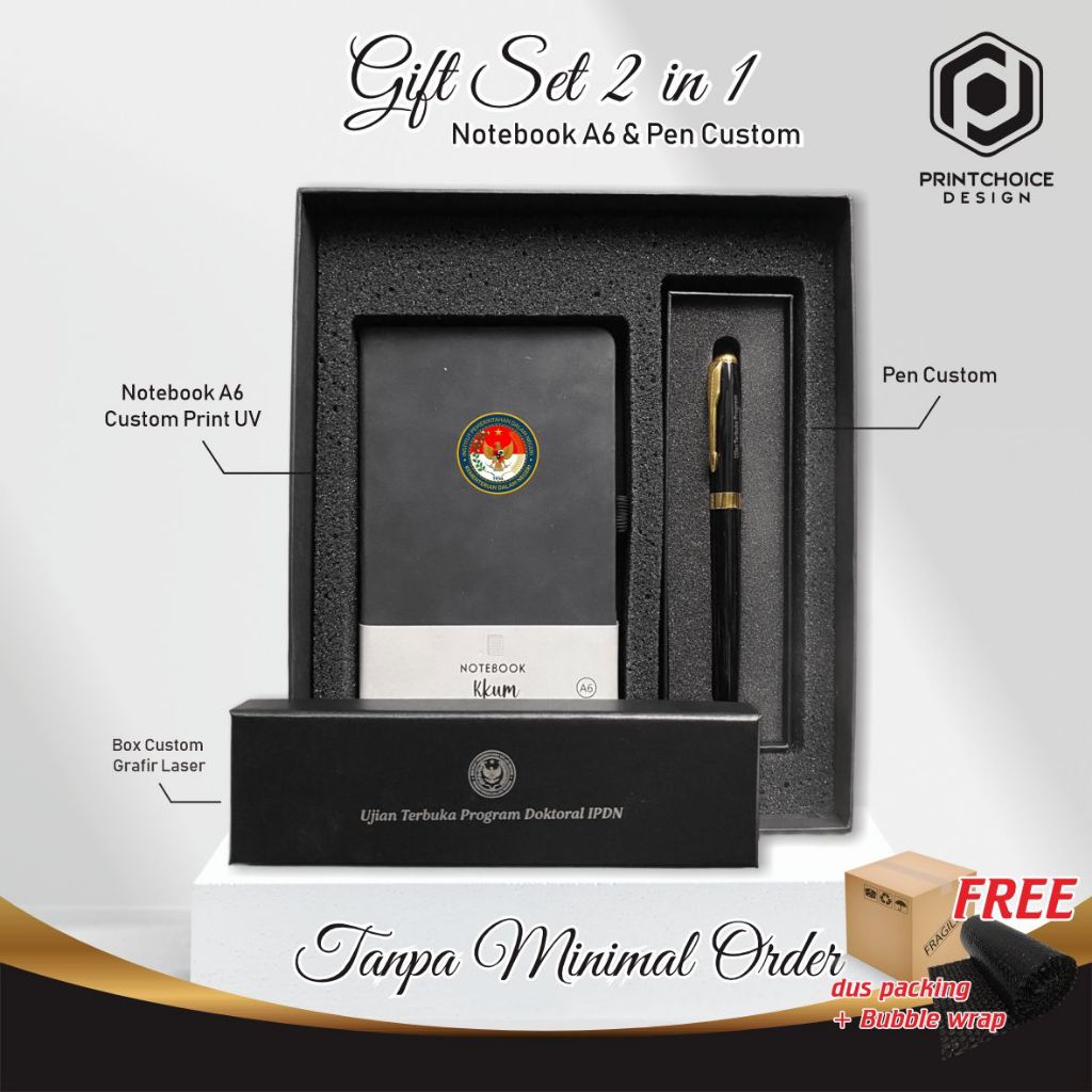 Jual Custom Box Gift Set Agenda A6 Pulpen Box Exclusive Free Nama ...