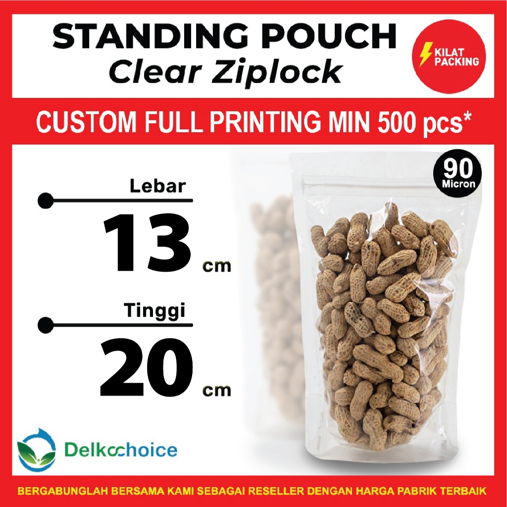 Jual Standing pouch clear ziplock plastik kemasan snack 13x20cm satuan ...