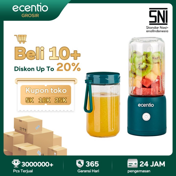 Jual 【grosir exclusive】ecentio blender mini blender portable 380ml USB 8 Mata Pisau 304 ...