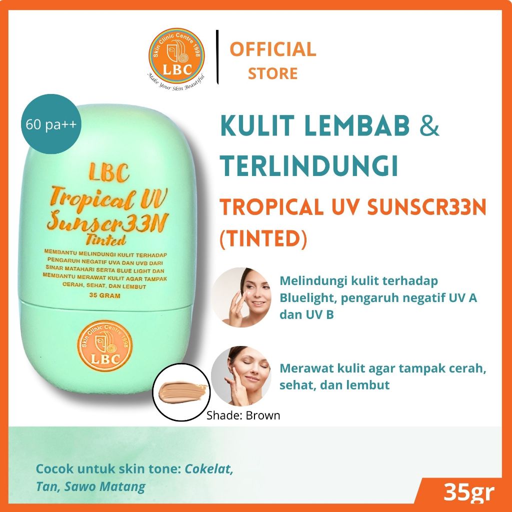 Jual LBC-Tropical UV Sunscreen Tinted 35gr | Sunscreen Mencerahkan ...