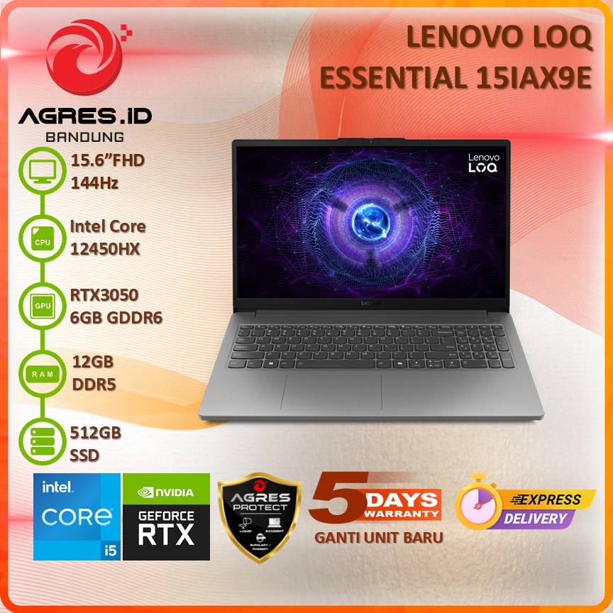 Jual LENOVO LOQ ESSENTIAL 15IAX9E I5 12450HX RTX3050 12GB 512GB 15.6 ...