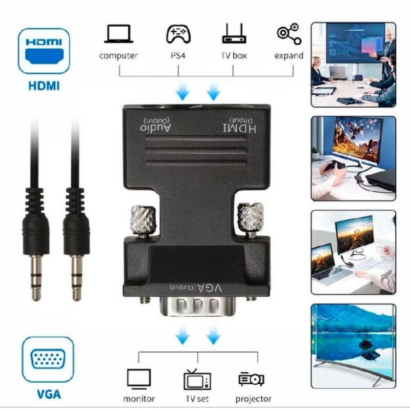 Jual [ SKS ] COD Converter HDTV Female To VGA Male 1080P Audio Port ...