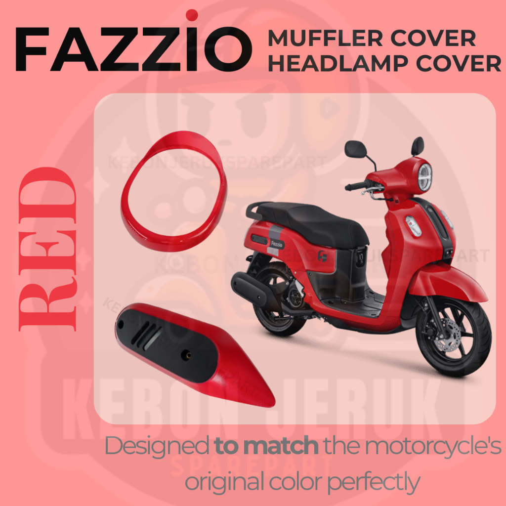 Jual Headlight Cover Fazzio Set Muffler Midnight Red Variation Kebon ...