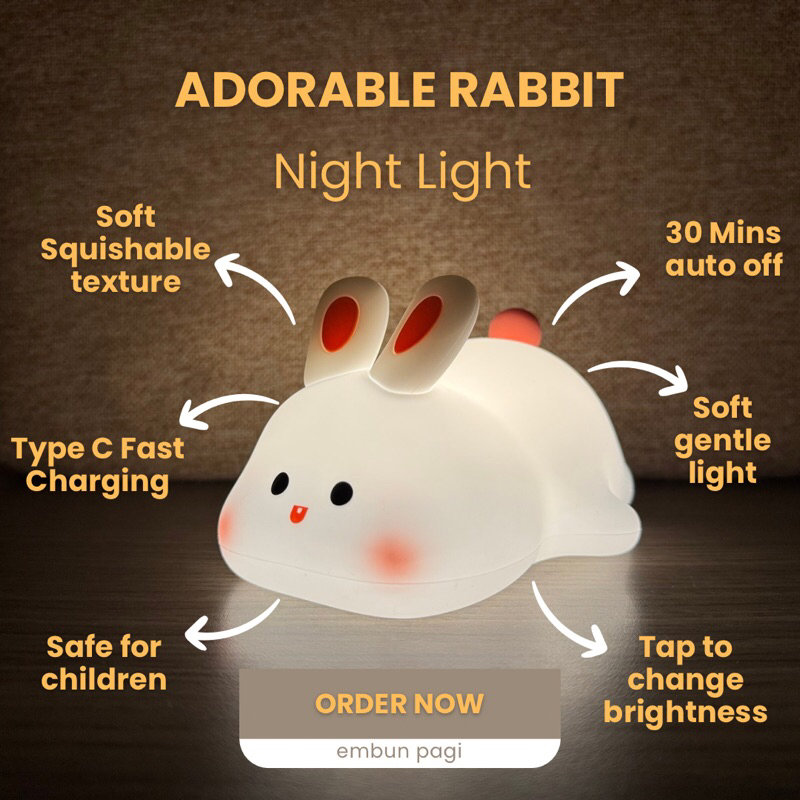 Jual BRAHMS Lampu tidur lucu estetik night lamp cute aesthetic - Rabbit ...