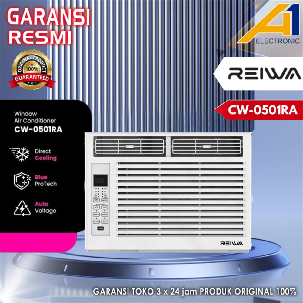 Jual Reiwa ac window CW 0501RA 1/2 PK Air Conditioner 370 Watt Low Watt ...