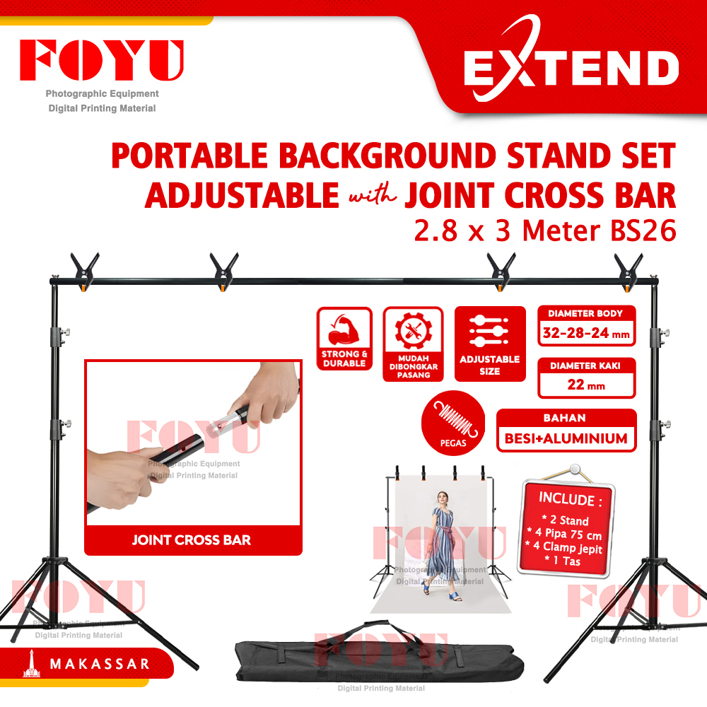 Jual Extend BS26 2,8 x 3 Meter Portable Background Backdrop Layar ...