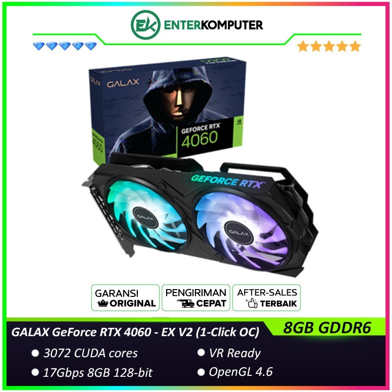 Jual GALAX GeForce RTX 4060 8GB GDDR6 EX V2 (1-Click OC) - RGB EFFECT ...