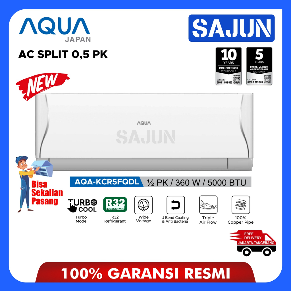 Jual AQUA AC Split Standard Turbo Cool 0.5 PK AQA-KCR5FQDL AC 1/2 PK 05FQDL | Shopee Indonesia