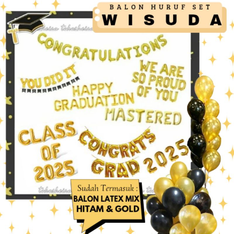 Jual Paket Balon Huruf Congrats Grad Happy Graduation Class of 2025 ...