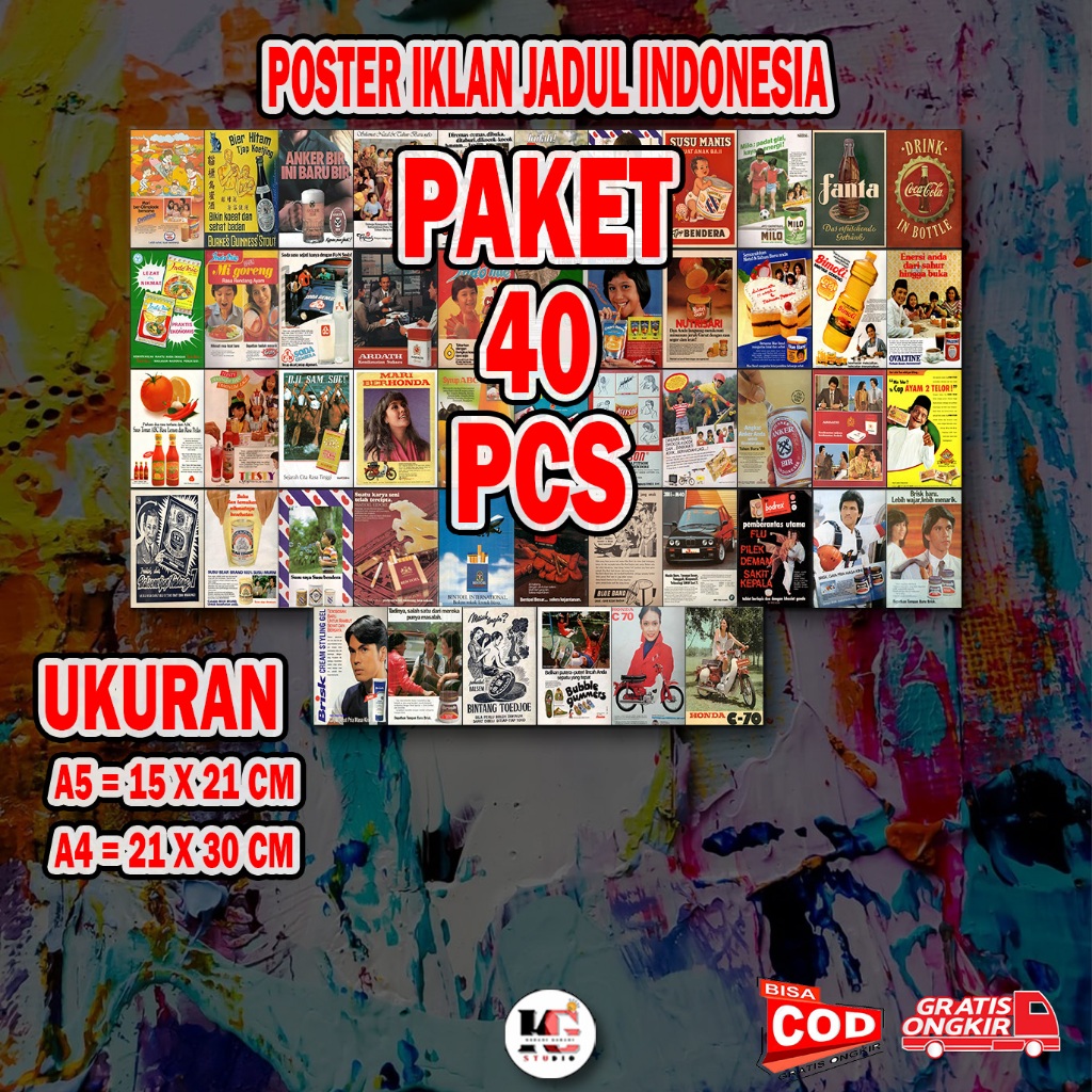 Jual Poster Iklan Jadul Indonesia Paket 40 PCS Wall Poster Vintage ...