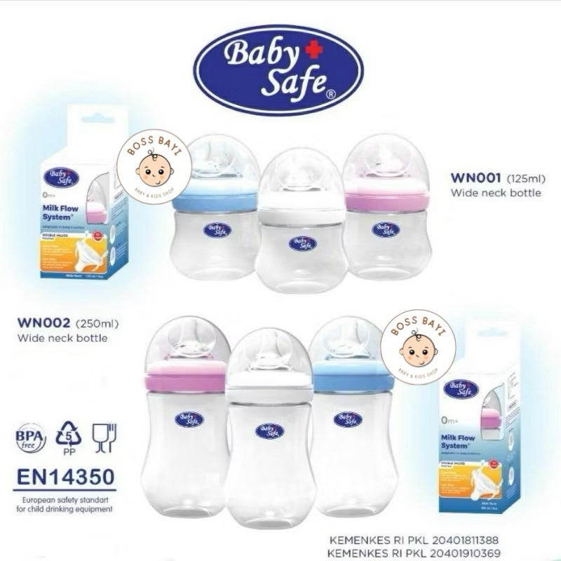 Jual BABY SAFE Wide Neck Bottle 150ml 260ml Botol Susu Dot Bayi Anak ...