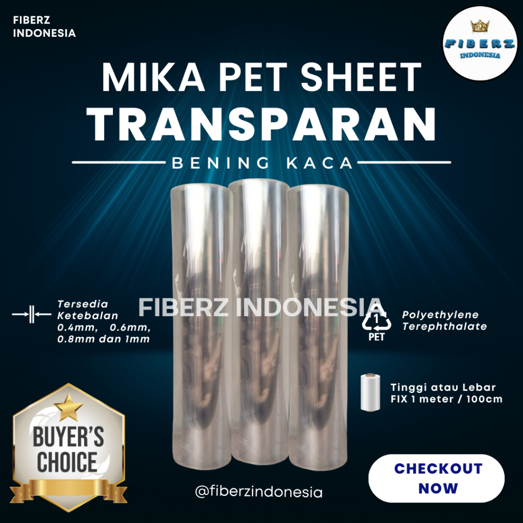 Jual FIBERZ - New! - Fiber PET MIKA Plastik Penutup Pagar POLOS BENING ...