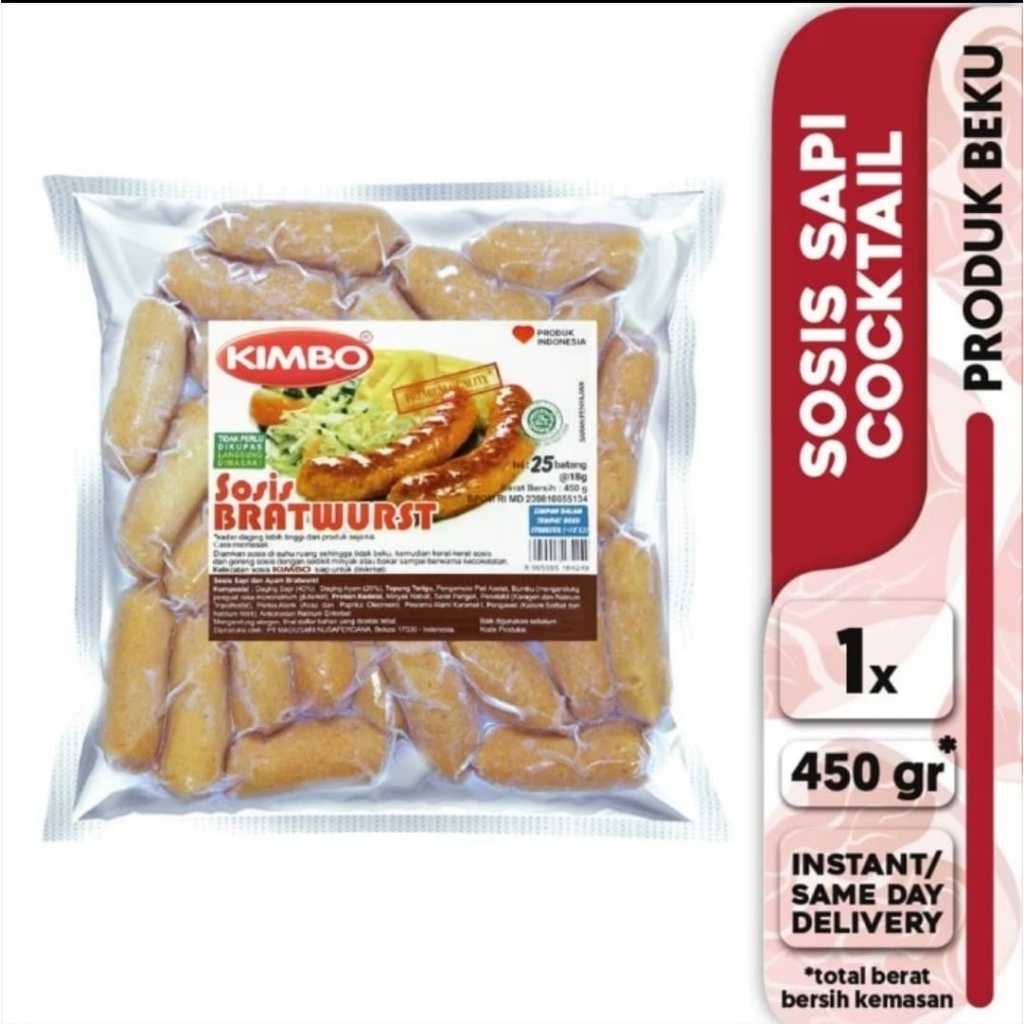Jual KIMBO SOSIS SAPI BRATWURST COCKTAIL (ISI 25) 450 GR | Shopee Indonesia
