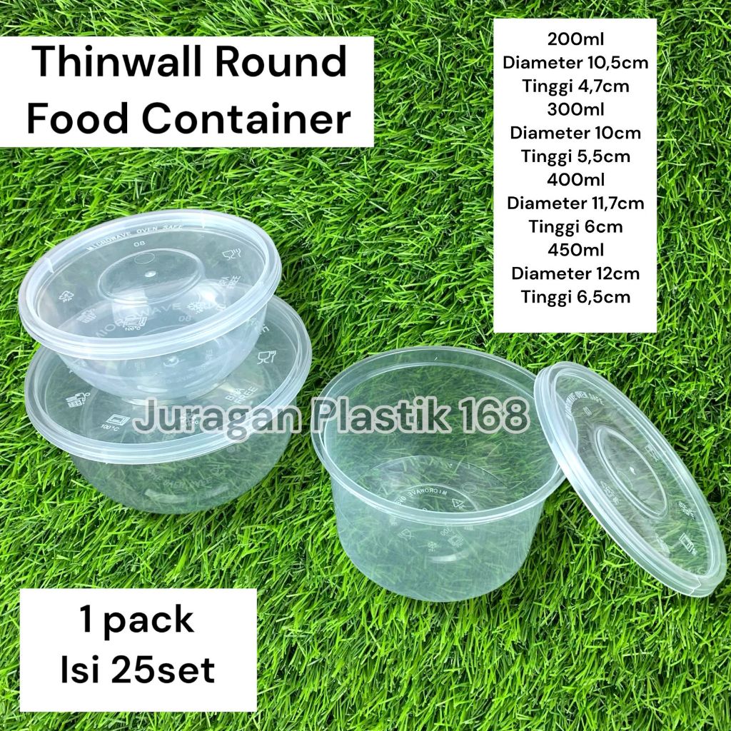 Jual (ISI 25) THINWALL 200ML 300ML 400ML 450ML BOWL BULAT MANGKOK PLASTIK TAHAN PANAS 200 ML ...