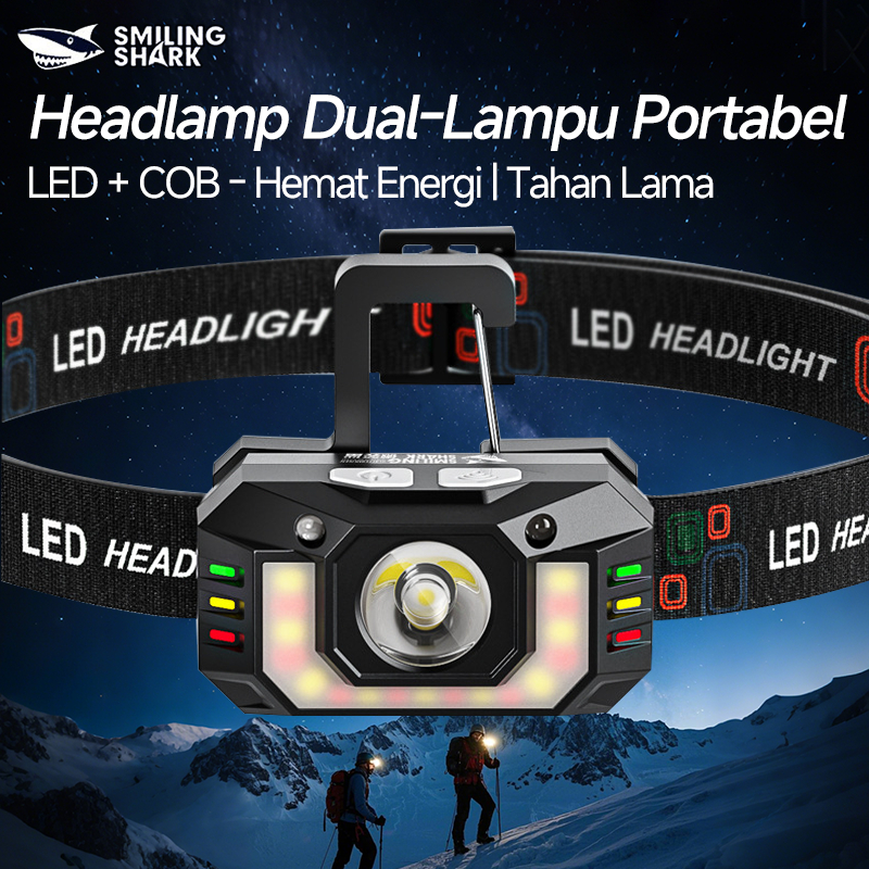 Jual SMILING SHARK Senter Kepala Portable Headlamp 2400mAh Dual-Lampu ...