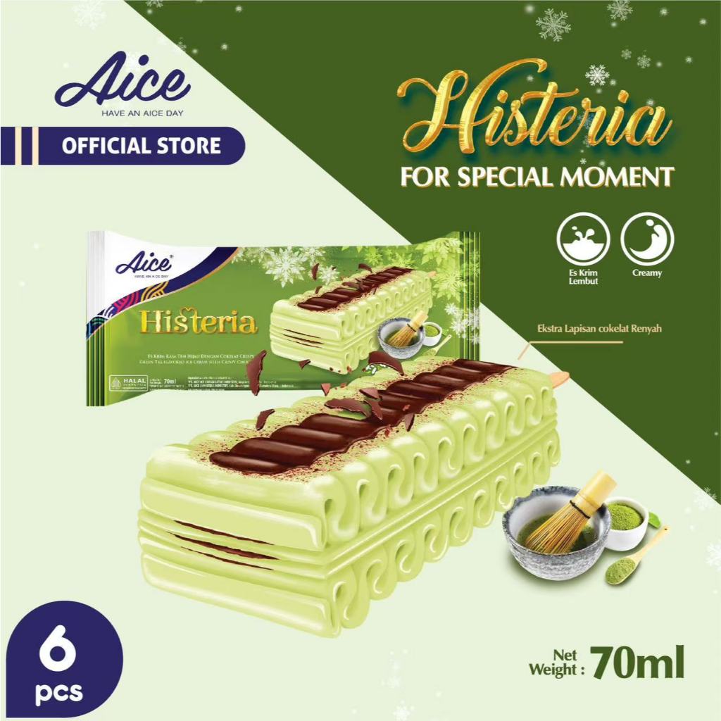 Jual Aice Ice Cream Histeria Matcha For Special Moment isi 6pcs | Shopee Indonesia