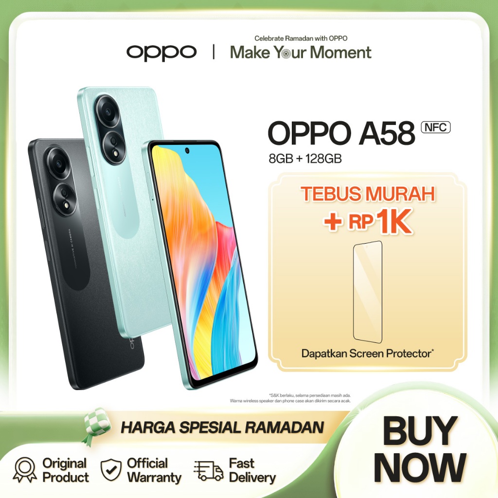 Jual OPPO A58 NFC 8GB/128GB [8GB+8GB RAM Expansion, 5000mAh SUPERVOOC ...