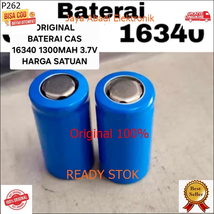 Jual P262 ORIGINAL BATERAI CAS 16340 1300MAH 3.7V BATRE BATU BATERRY ...