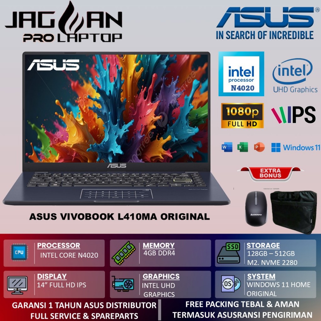 Jual Laptop Slim Asus Vivobook 14 L410MA Intel Core N4500 N4020 Ram ...