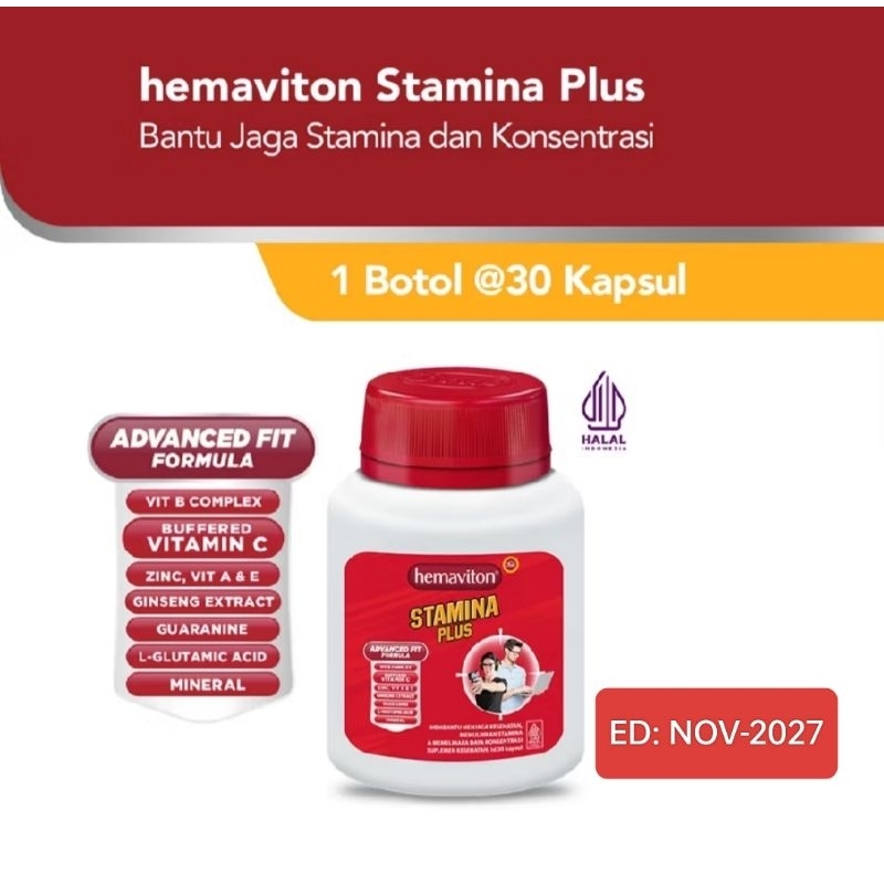 Jual Hemaviton Stamina Plus Kemasan Botol isi 30 Tablet Multivitamin ...