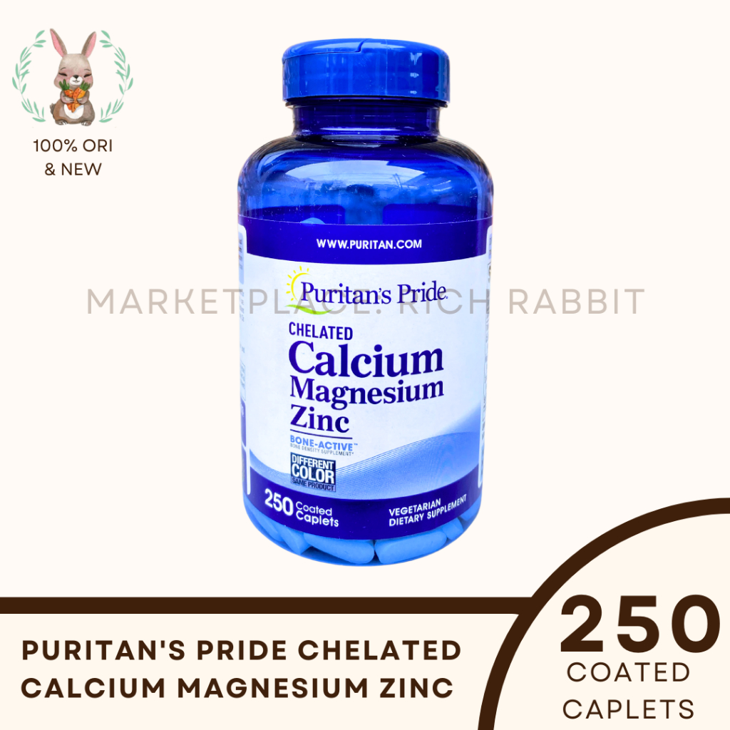 Jual Puritan's Pride Chelated Calcium Magnesium Zinc 250 Caplets ...