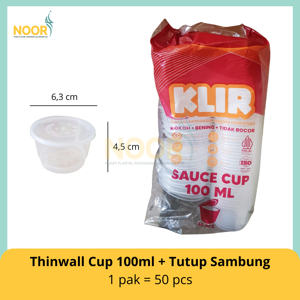 Jual KLIR Thinwall Cup 100 ml Cup Sambal Cup Puding Tutup Sambung | Shopee Indonesia