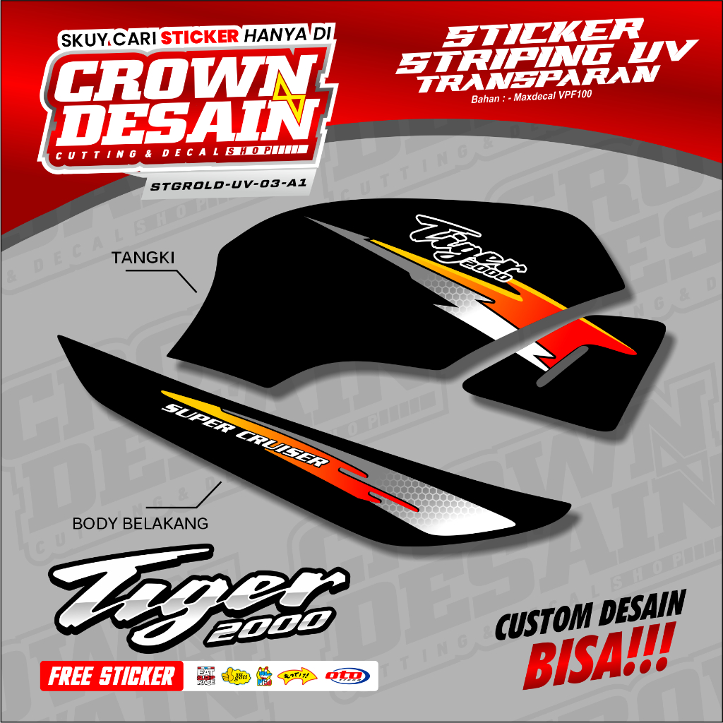 Jual Striping Semifull Tiger 2000 Lis Desain Stiker Transparan Body ...