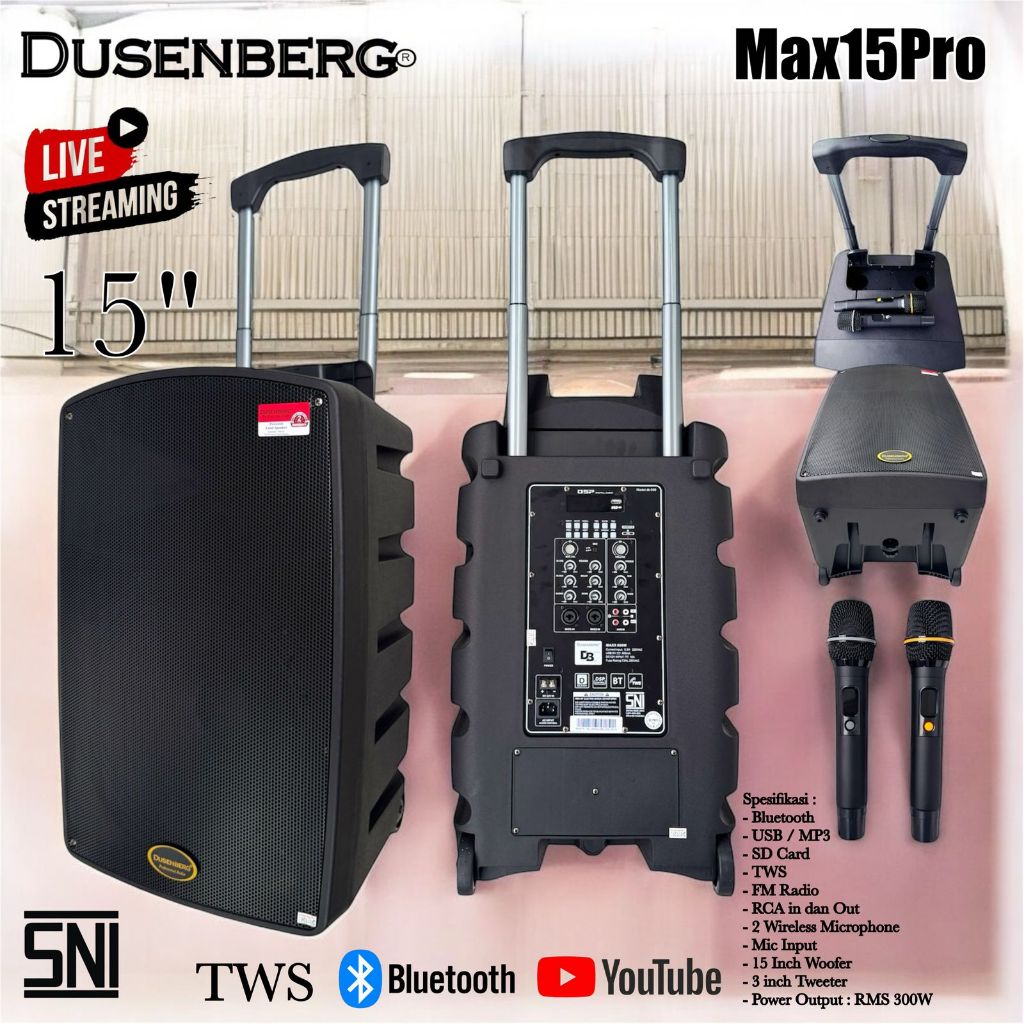 Jual Speaker Professional Portable 15 inch Dusenberg Max15Pro Bluetooth ...