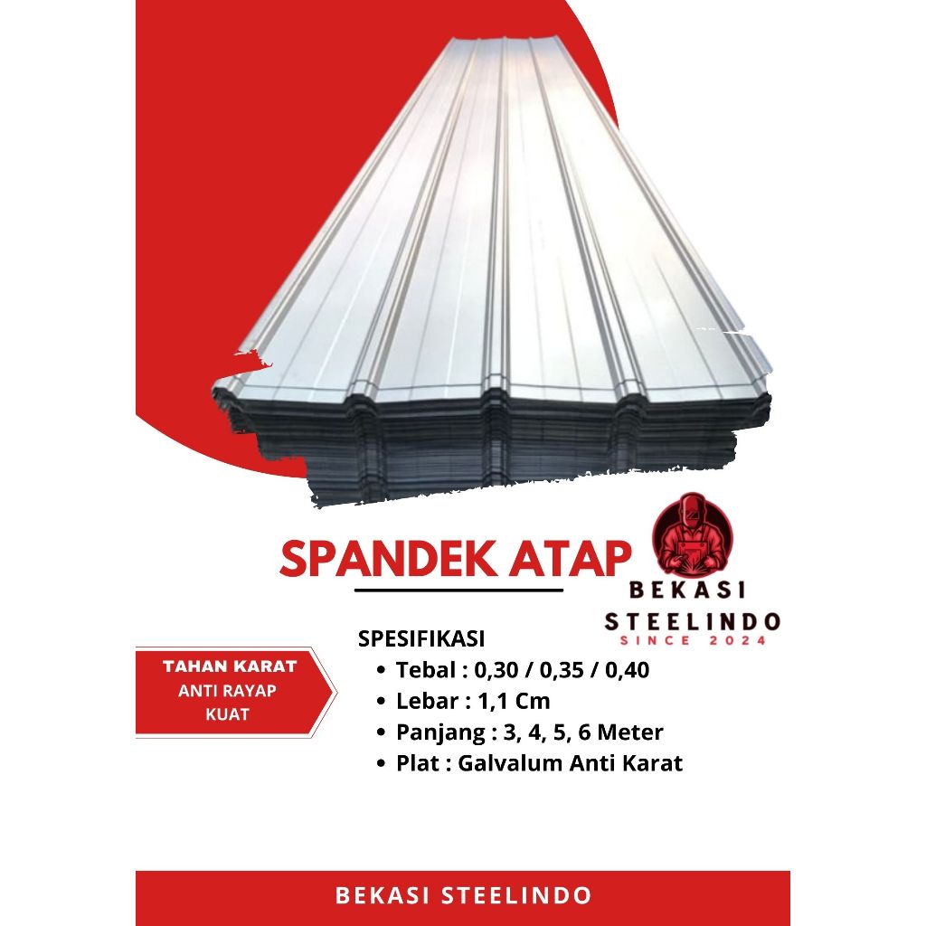 Jual ATAP SPANDEK Zinc 0.35 mm X 1 m Polos | Shopee Indonesia