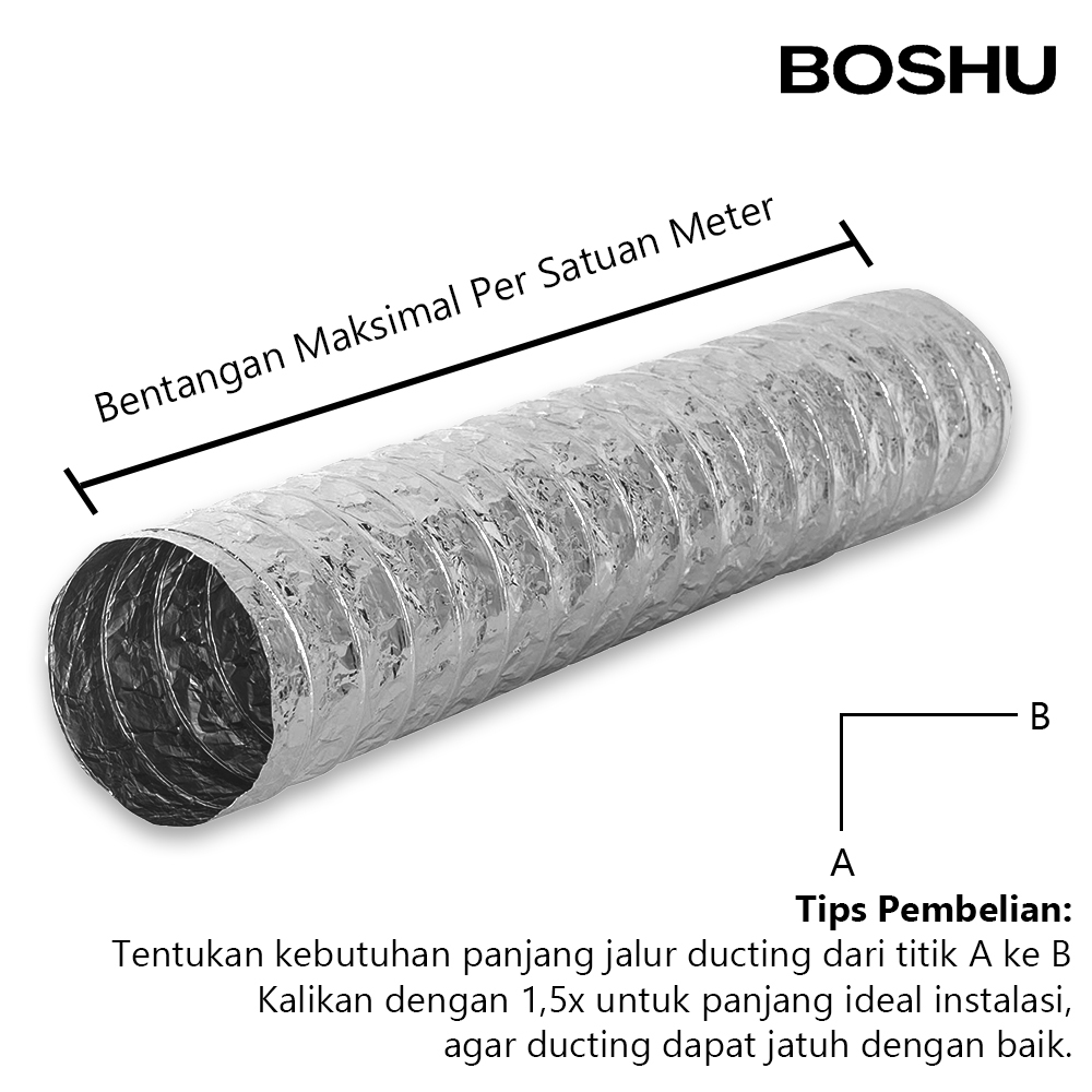 Jual 10, 12, 14, 16 Inch Flexible Ducting Selang Aluminium Fleksibel ...