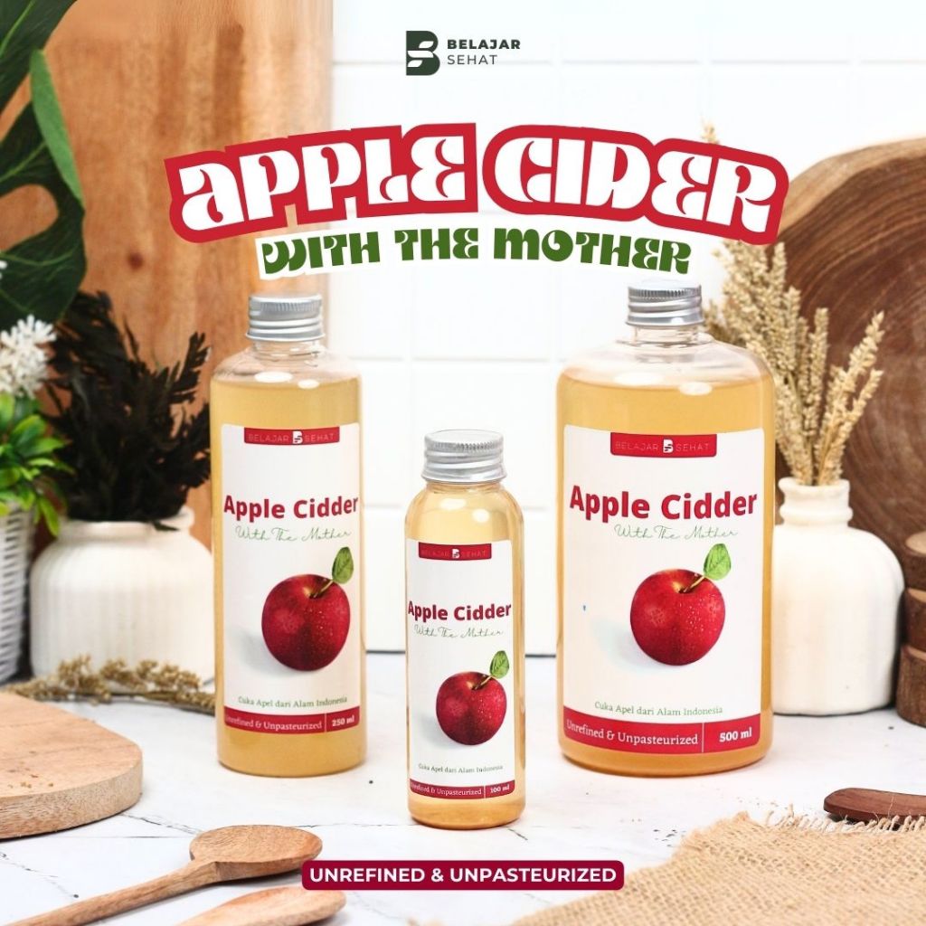 Jual Belajar Sehat Cuka Apel 500Ml Natural Apple Cidder With The Mother ...