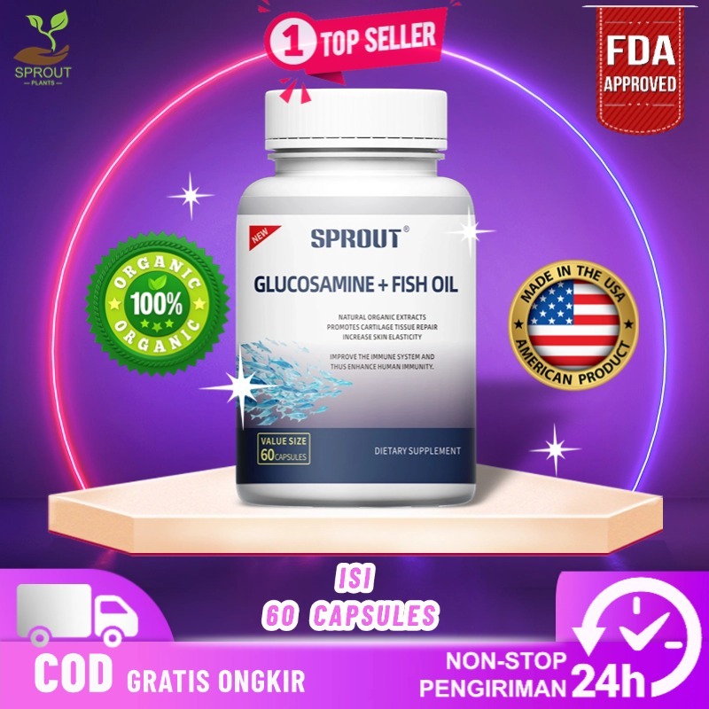 Jual Suplemen SPROUT GLUCOSAMINE + FISH OIL, Promosi Pemulihan Tisu ...