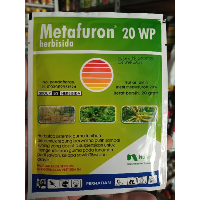 Jual HERBISIDA Metafuron 20 WP (Metil metsulfuron 20%) 20 gram | Shopee ...