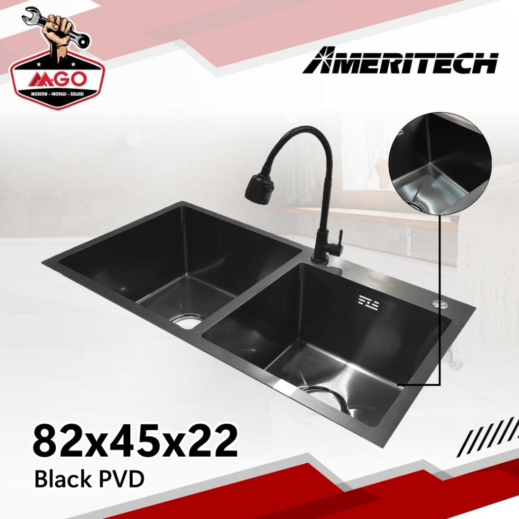 Jual Kitchen Sink / BCP / Bak Cuci Piring Double (Black PVD) AMERITECH Platinum X Series ...