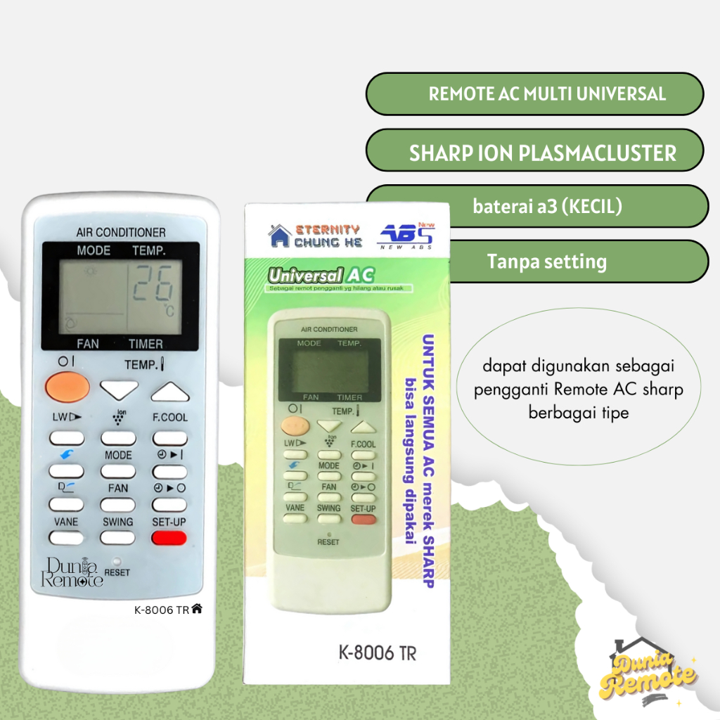 Jual Remot / REMOTE MULTI AC sharp Inverter Ion Plasmacluster Type ...