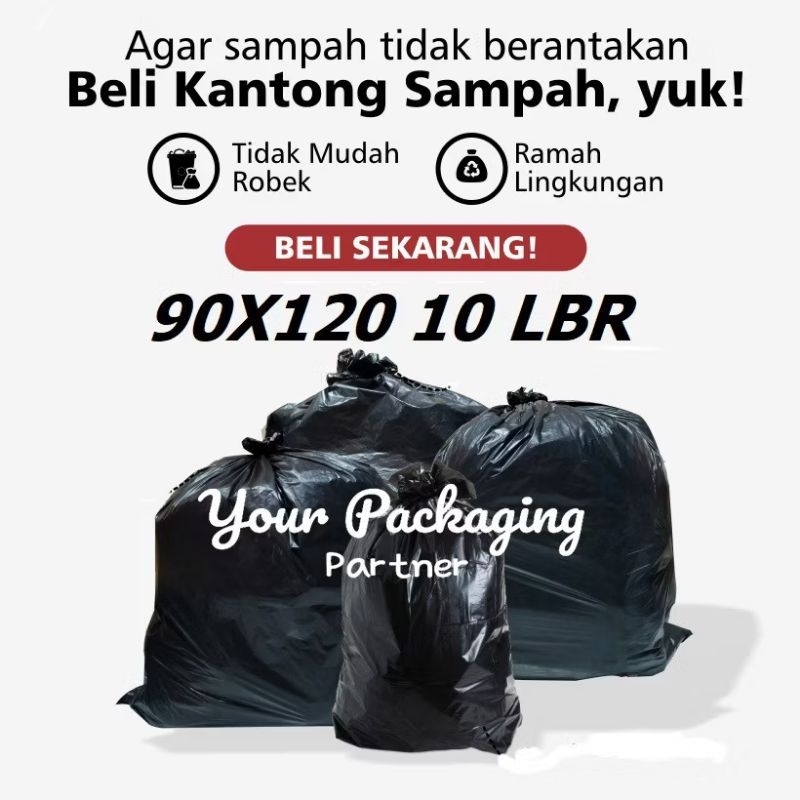 Jual Plastik Sampah Besar 90x120cm Hitam/ Trash Bag/ HD Kantong Sampah Jumbo Tidak | Shopee ...