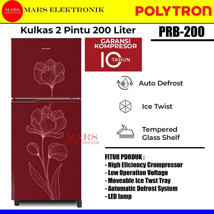 Jual POLYTRON KULKAS - PRB-200R - 2 PINTU - KAPASITAS 166 LITER - PRB ...