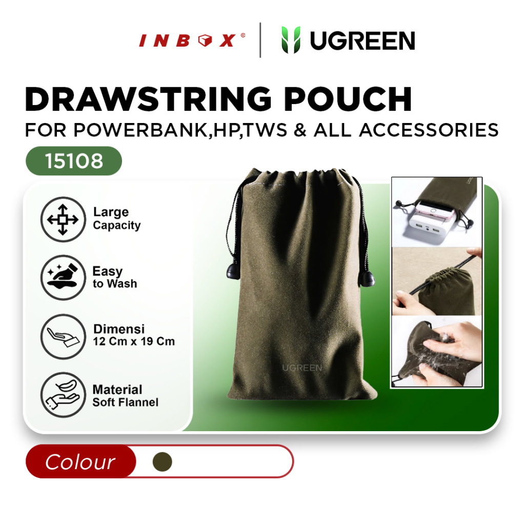 Jual UGREEN Drawstring Pouch Storage Bag Tas Serut Power Bank Hp 15108 ...