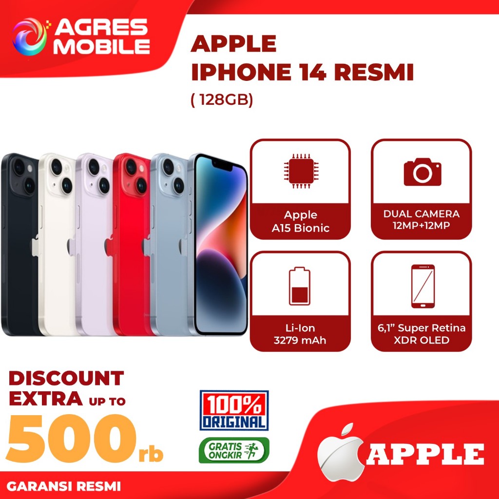 Jual iPhone 14 128GB Resmi Warna Blue / Midnight / Starlight | Shopee Indonesia