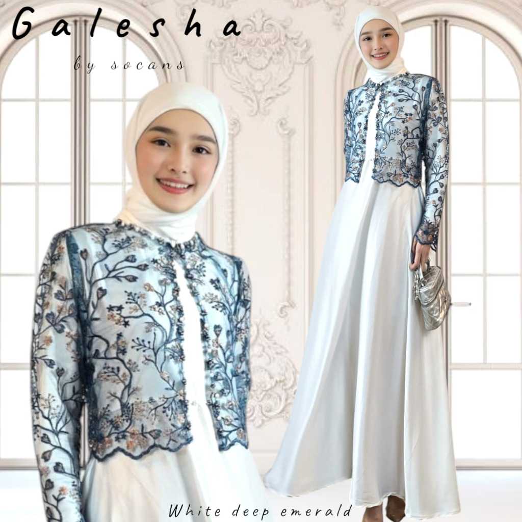 Jual GALESHA SETELAN GAMIS ONESET 2in1 brokat tile bordir utk kondangan ...