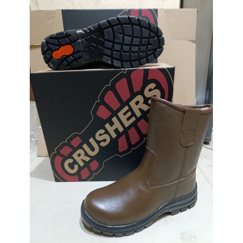 Jual SEPATU SAFETY CRUSHERS KULIT ASLI UJUNG BESI | Shopee Indonesia
