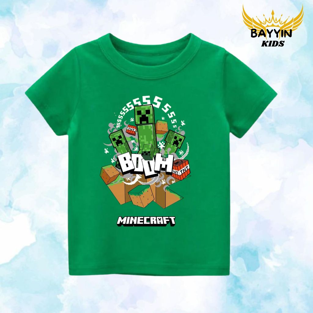 Jual Kaos Anak Custom Nama Combed 30S gambar minecraft boom Untuk Anak dan Hadiah kaos Anak Laki ...
